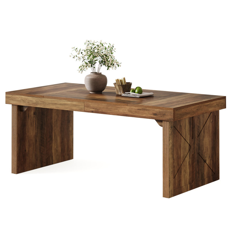 Gracie Oaks Rustic Rectangular Wood Dining Table | Wayfair